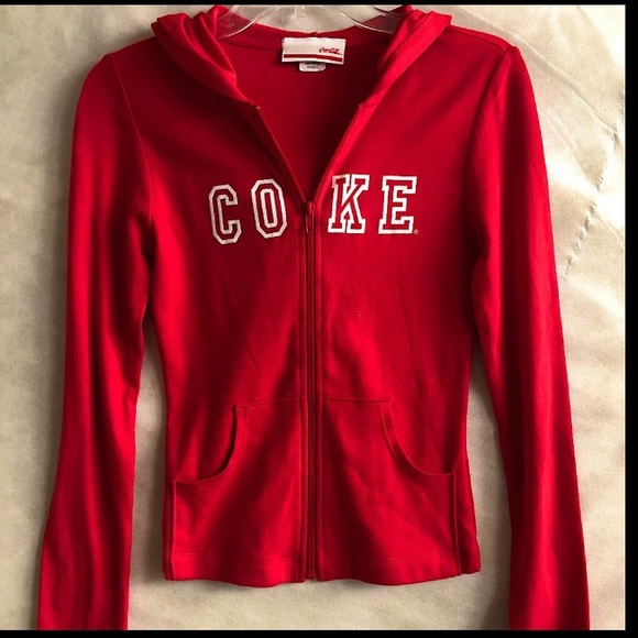 Coca Cola | Tops | Cocacola Coke Logo Red Zip Up Hoodie With Pockets ...